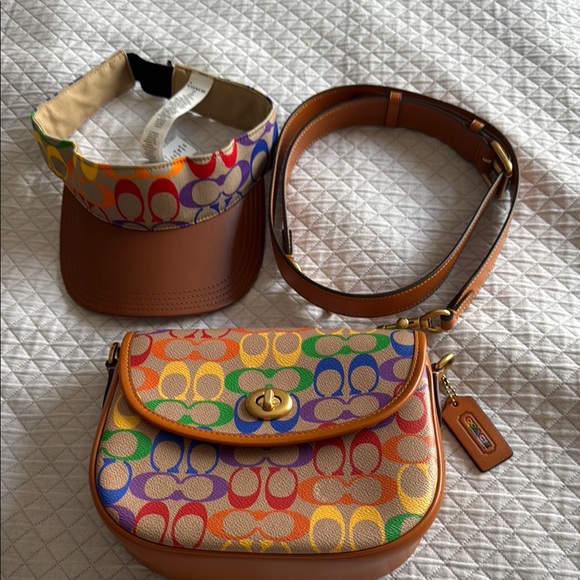 Coach | Bags | Coach Multicolor Crossbody Bag And Visor Set | Poshmark